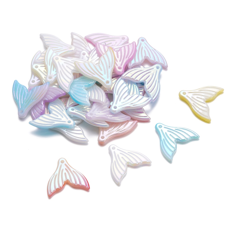 St.kunkka 20pcs Acrylic Fishtail Bead Pendant UV Craft AB Dazzling ...