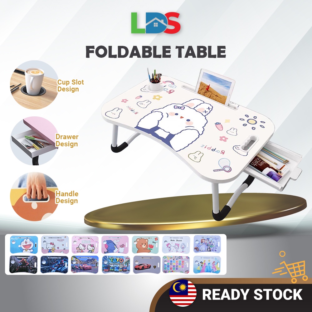 LDS Meja Lipat Foldable Laptop Table Portable Lap Desk Bed Table Laptop ...