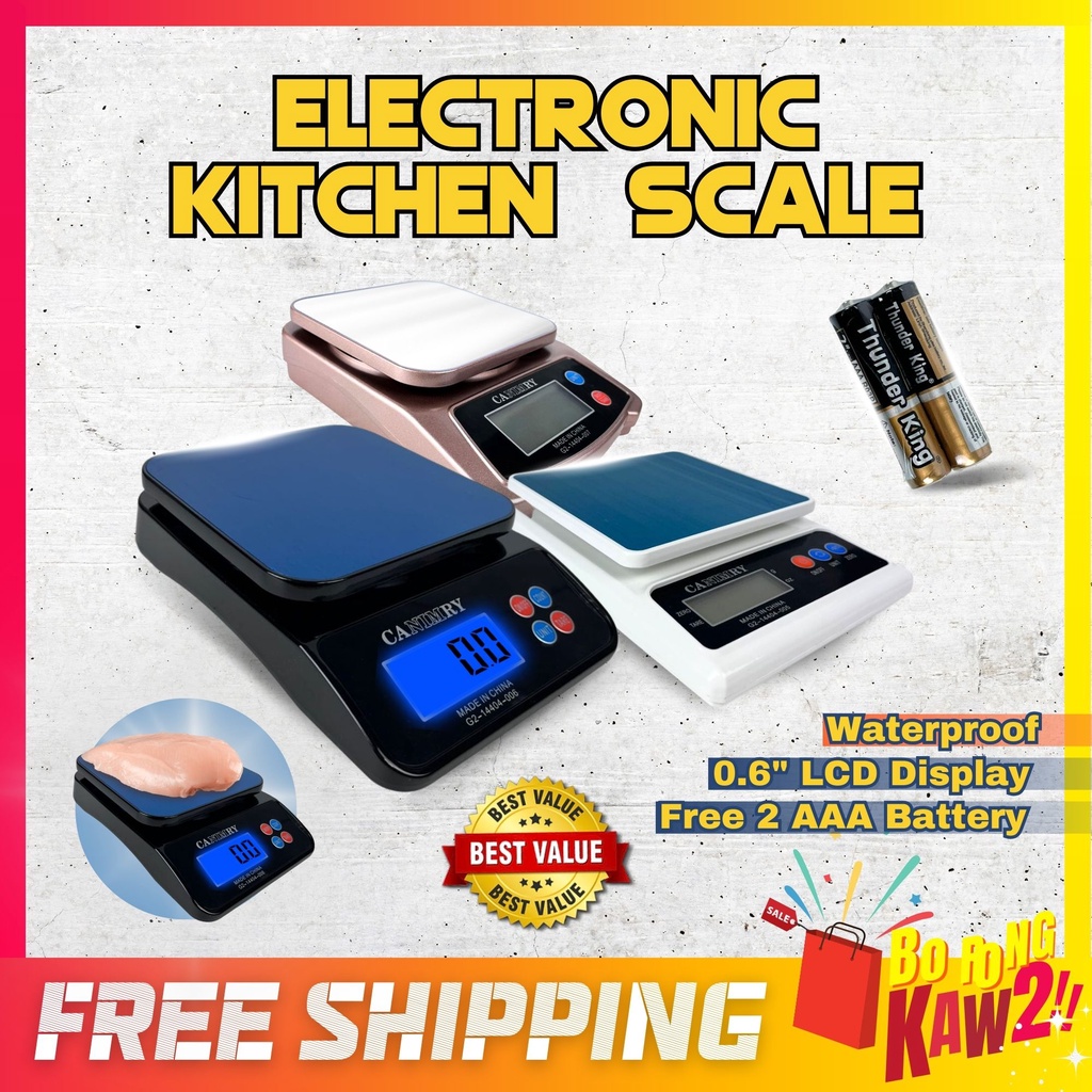LCD Screen Electronic Kitchen Scale Waterproof ABS Plastic Digital ...