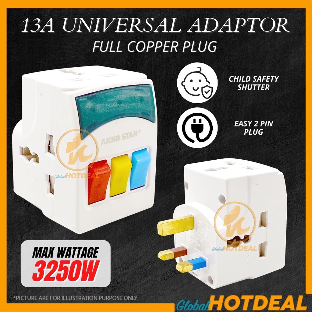 Akko Star 13 Amp 3 Way International Multi Universal Adaptor With ...