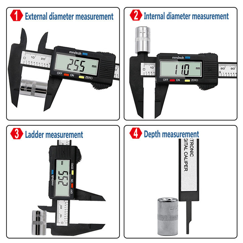Digital Caliper 6 Inch Electronic Vernier Caliper 100mm Calliper ...