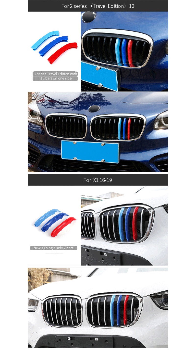 Front Grille Trim Strips For BMW E46 E90 E60 E39 E36 F30 F10 F20 X5 E70 E53 G30 E91 E92 E93 E87 ...