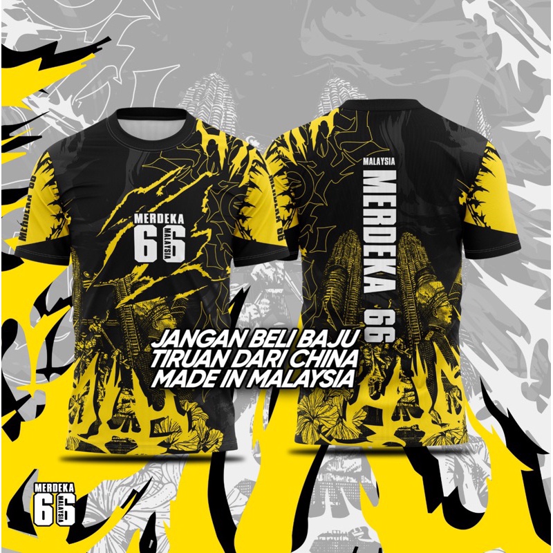 Malaysia Merdeka 66 Tahun Sublimation Tshirt | Baju Merdeka 2023 ...