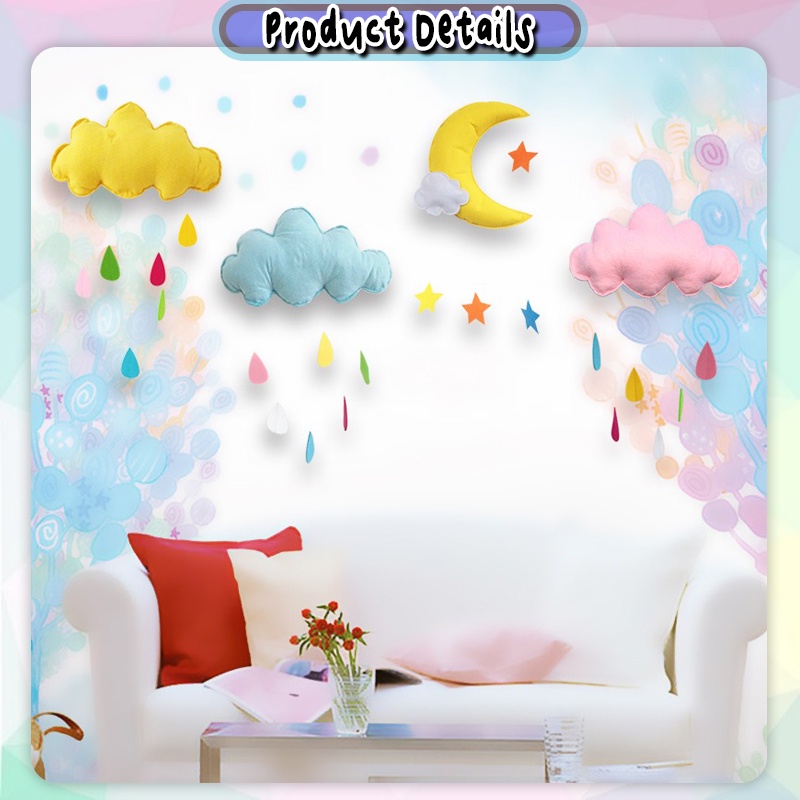 [Happy Kids] Kids Room Wall Tent Decor Clouds Raindrops Birthday Party ...
