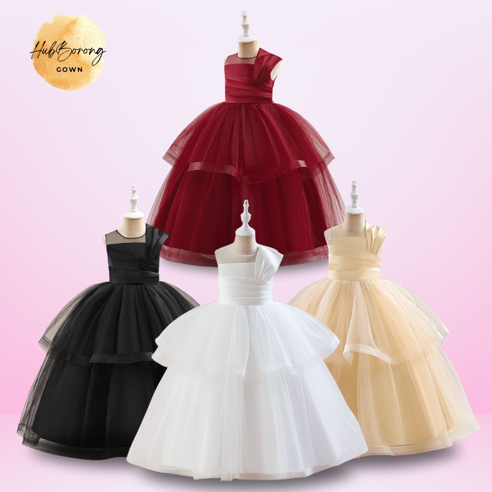 4-14Y Gaun Labuh Lengan Pendek Majlis Harijadi Kahwin Akikah Budak ...