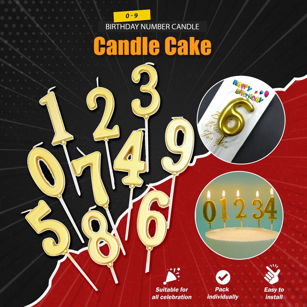 Cake Candle Gilded Number Candle 5 cm Cake Happy Birthday Dessert Table ...