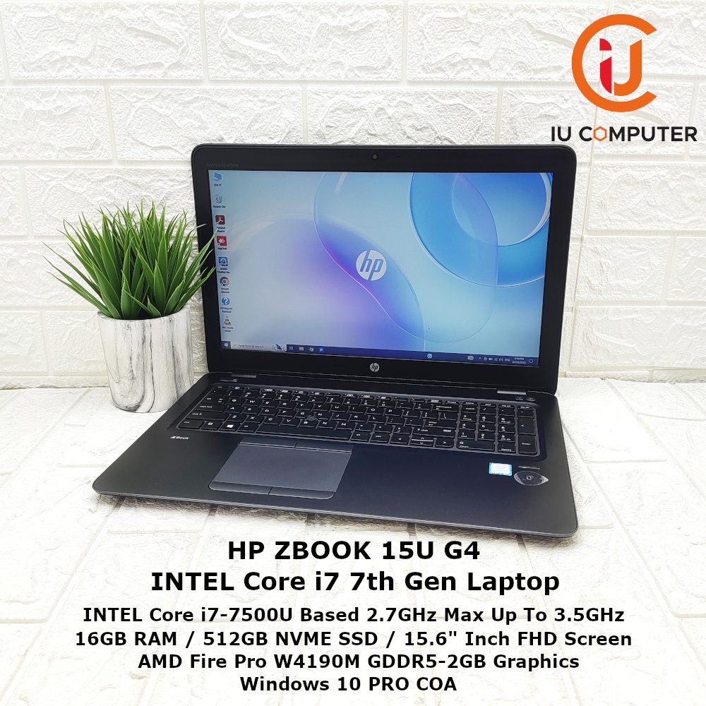 HP ZBOOK 15U G4 INTEL CORE I7-7500U 16GB RAM 512GB NVME SSD W4190M USED ...