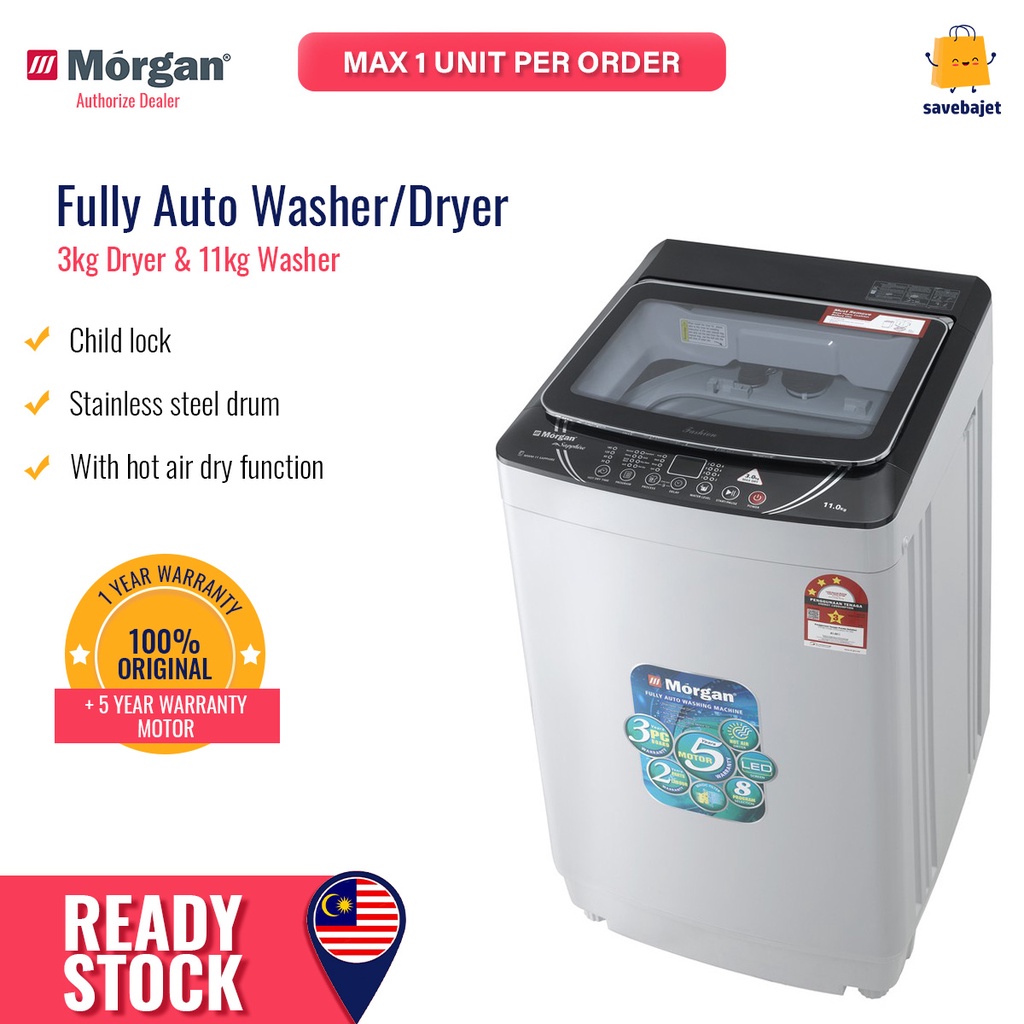 Morgan Mesin Basuh Automatik Fully Auto Washing Machine (11kg) MWM-11 ...