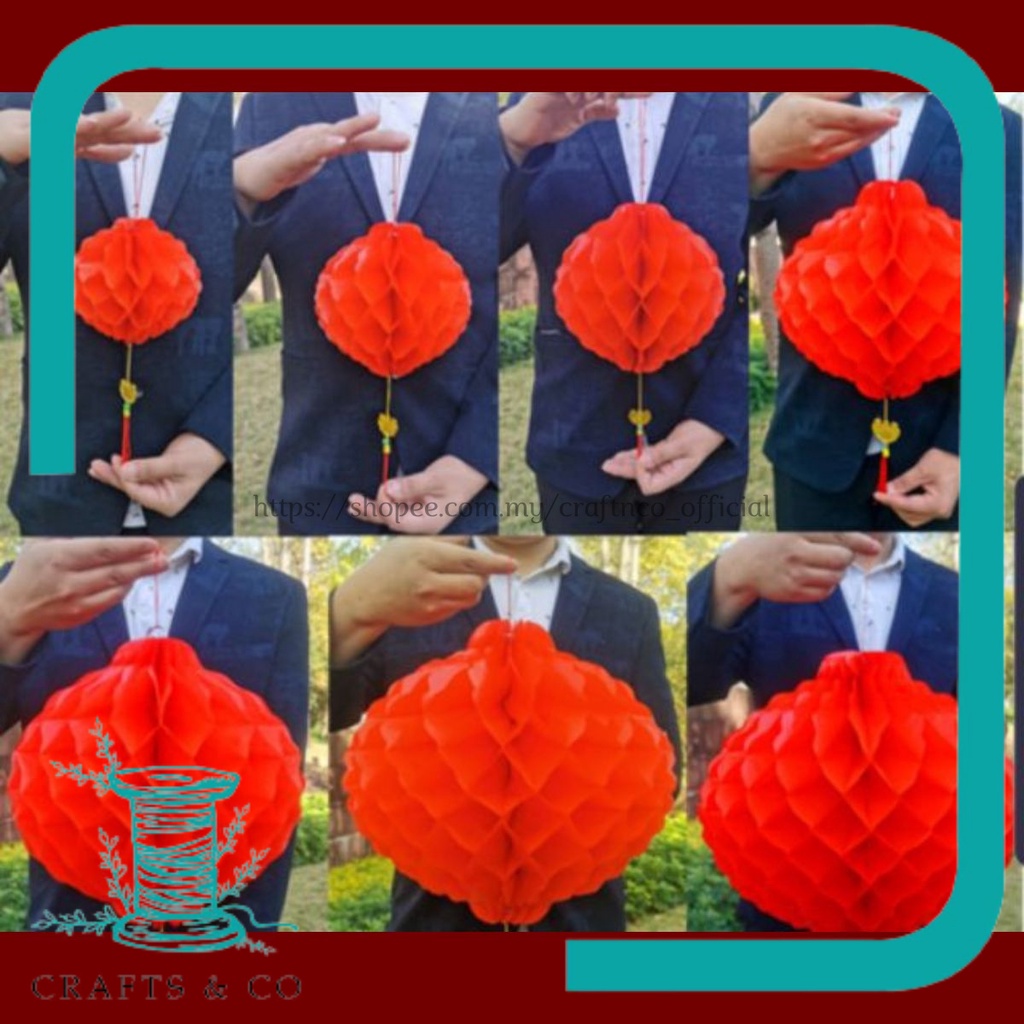 (2pcs) Plastic Siew Qiu Foldable Lantern Multiple Size / Chinese Red ...