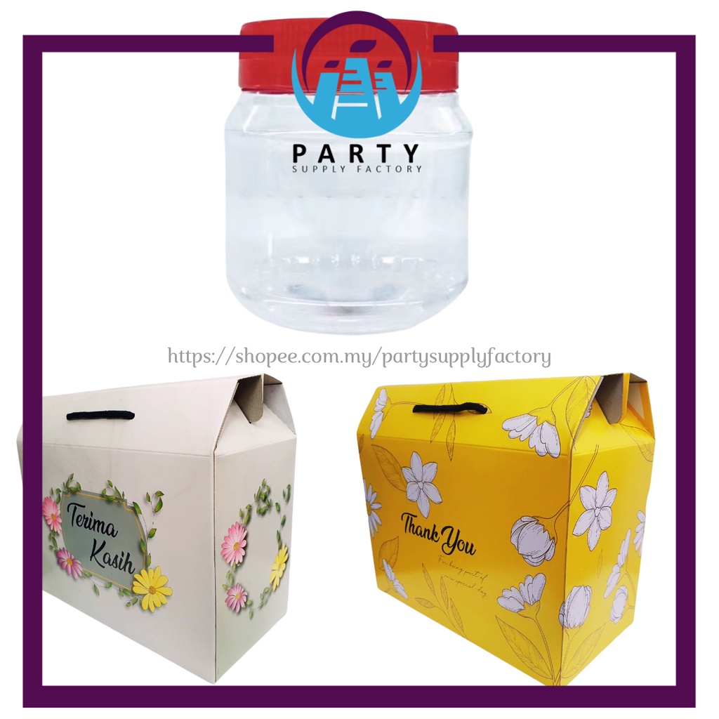 (1PCS) GIFT BOX TERIMA KASIH WITH HANDLE / GIFT BOX UNTUK GOODIES ...