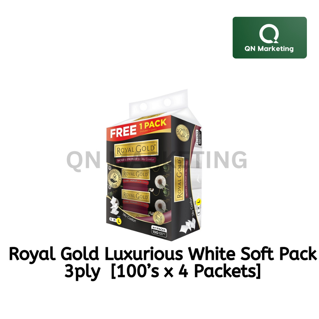 Royal Gold Luxurious (White) Soft Pack 3 PLY (100's x 4 + 1 Packs ...