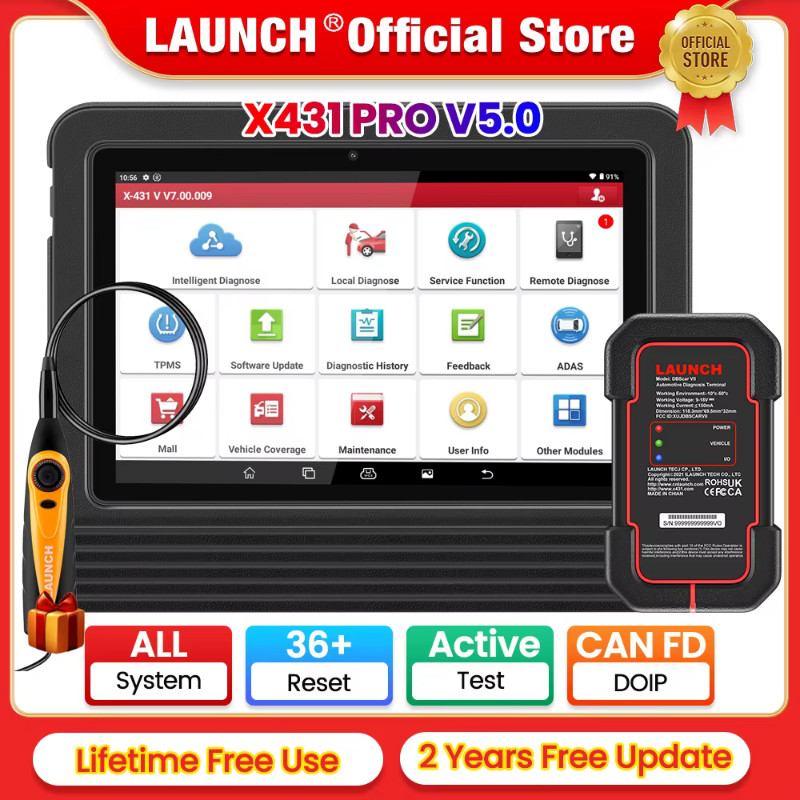 LAUNCH X431 PRO V 5.0 DBScar VII VCI Car Diagnostic Tools CAN FD DOIP SGW Auto OBD OBD2 Scanner ...