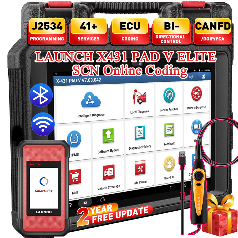 LAUNCH X431 PAD V Elite ECU Online Programming Coding Scan Tool Topology Map Full System Active ...