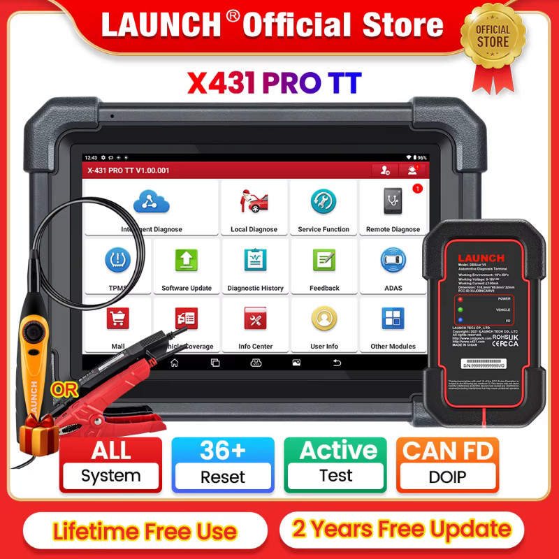 LAUNCH X431 PRO TT Car Diagnostic Tools DBScar VII VCI CAN FD Auto OBD2 Scanner 37+ Reset ECU ...