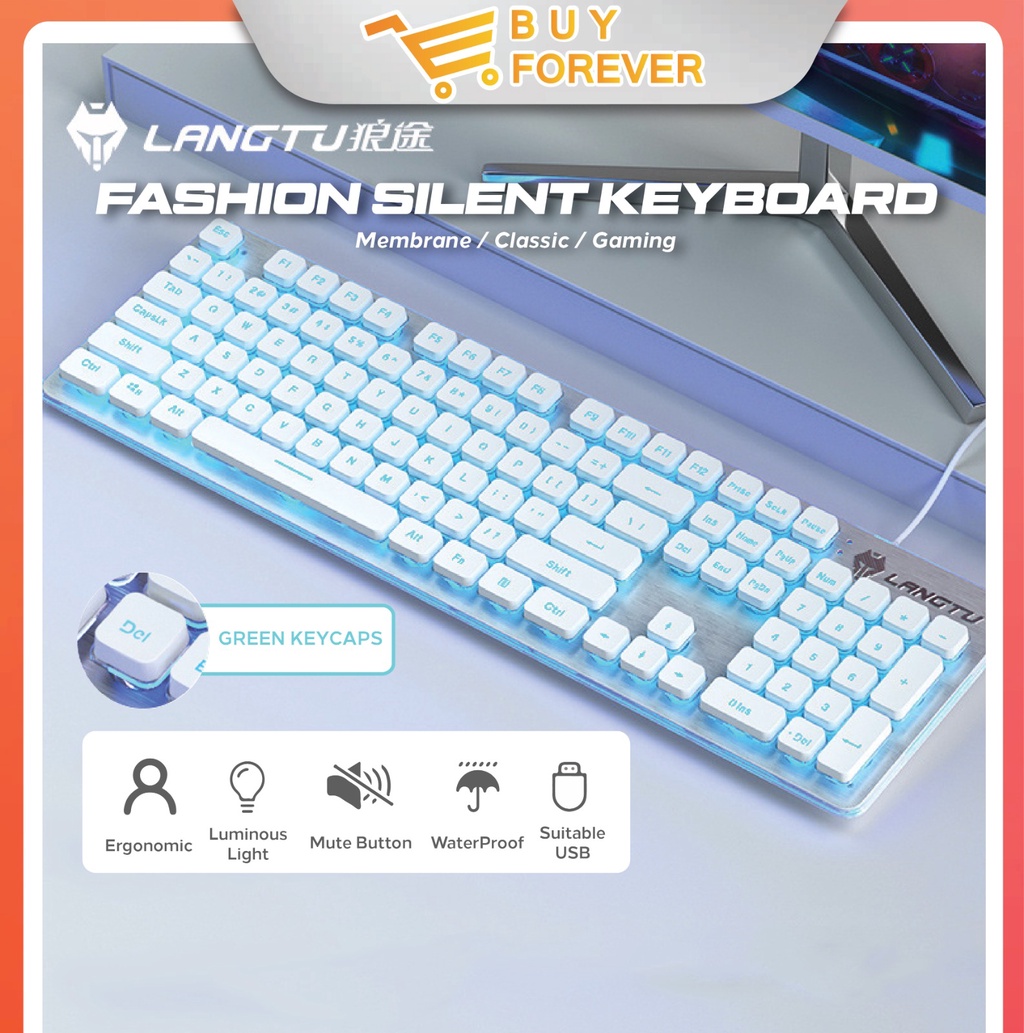 Langtu L1 Wireless / Wired Keyboard Silent USB Rechargeable Laptop ...