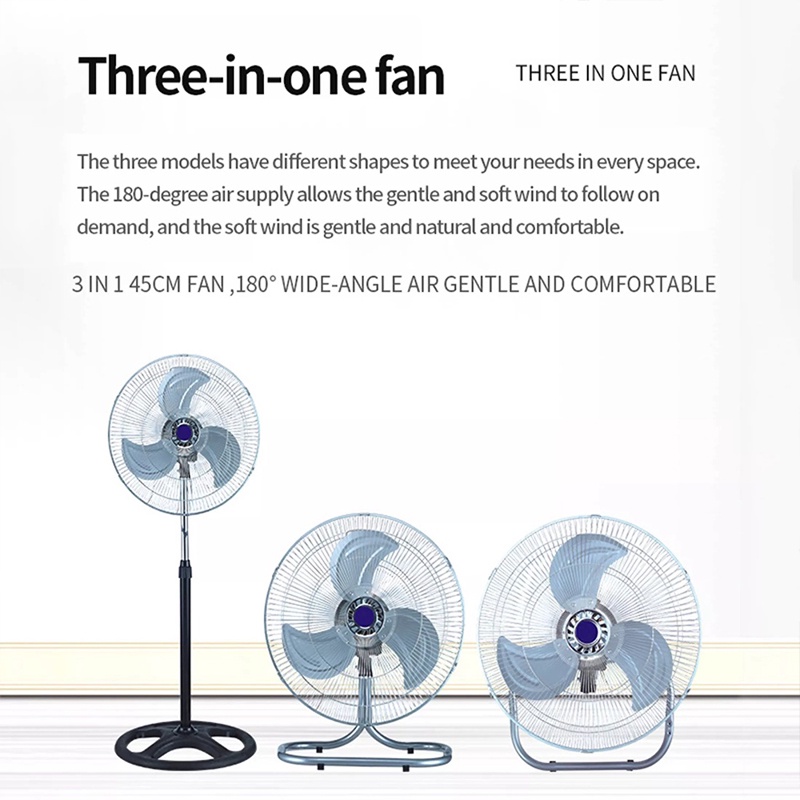GDeal 18 Inch 3 Blades Stand Fan 3 In 1 Adjustable 3 Wind Speed ...