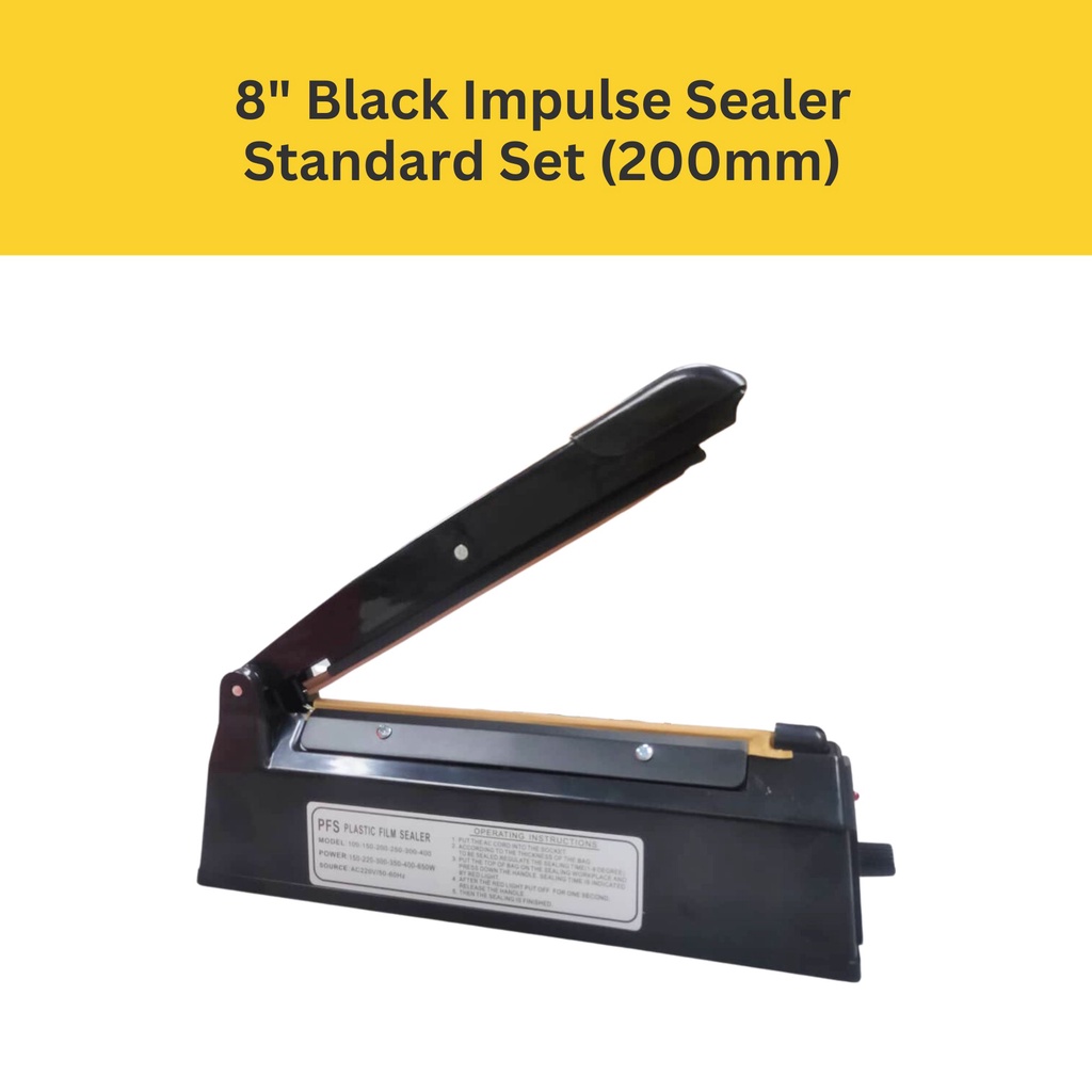 Impulse Sealer Black Series 200mm 8 Inch / 300mm 12 Inch Plastic Film ...
