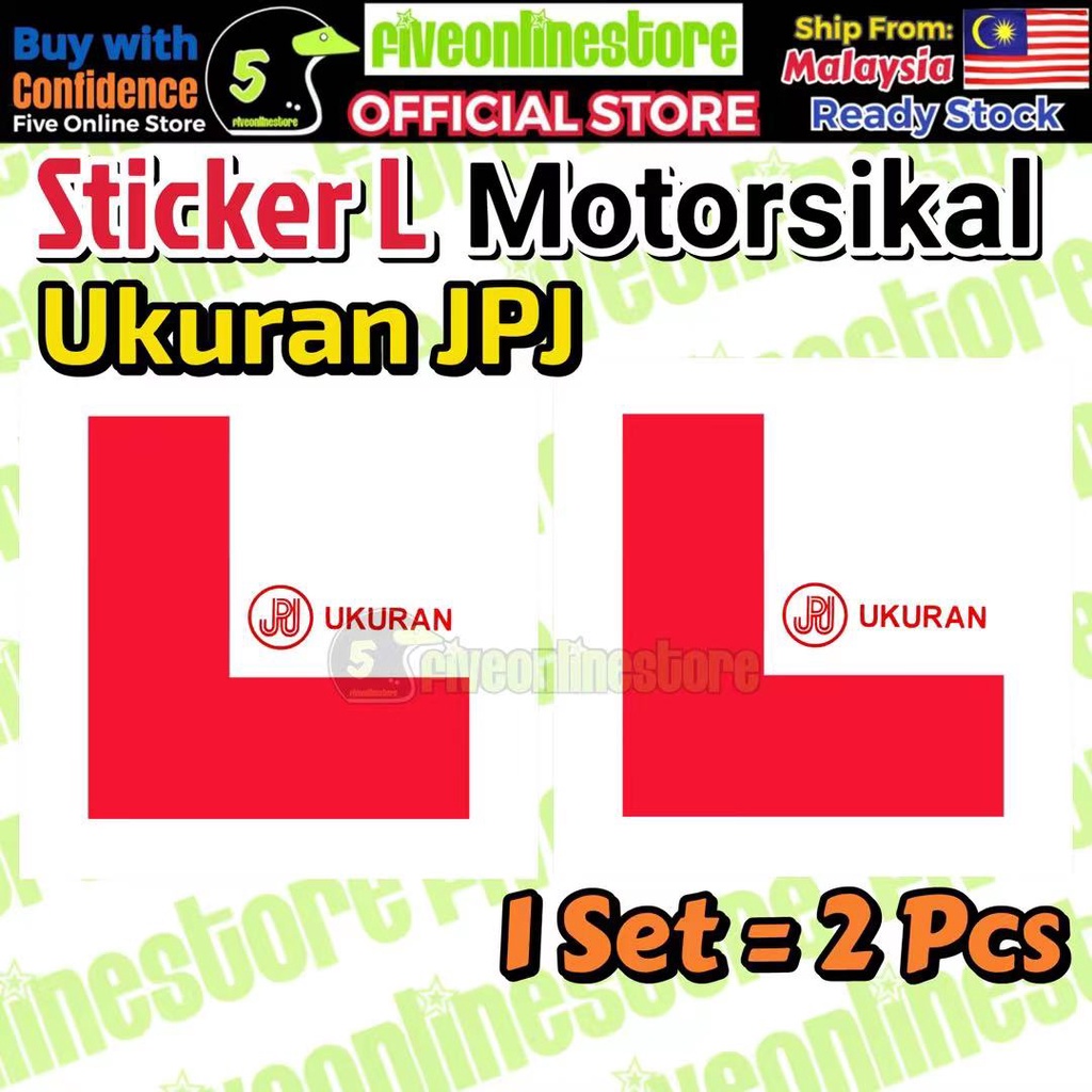 Sticker L Lesen Motor Motosikal Motorcycle Motorbike Lesen L Ukuran ...