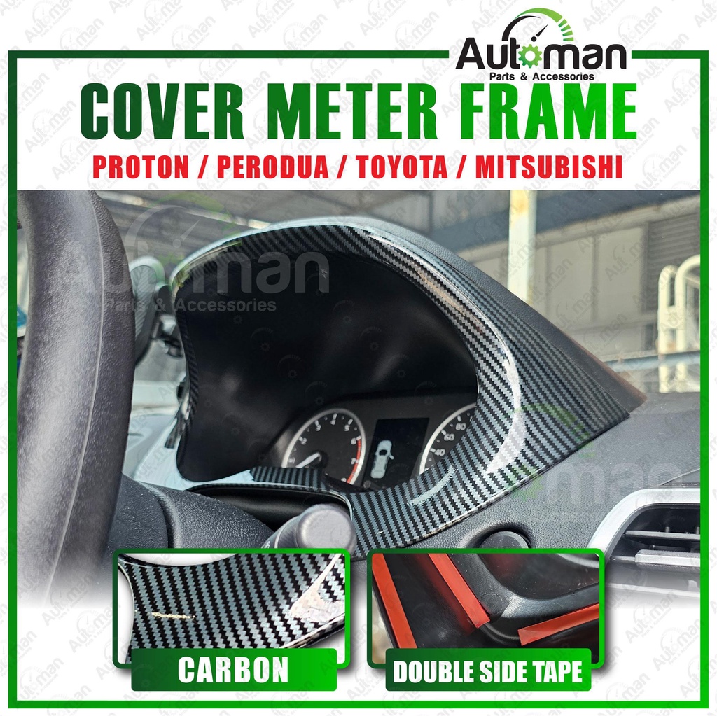 Car Meter Frame Cover Carbon Fiber Glossy Black Proton Perodua Interior ...