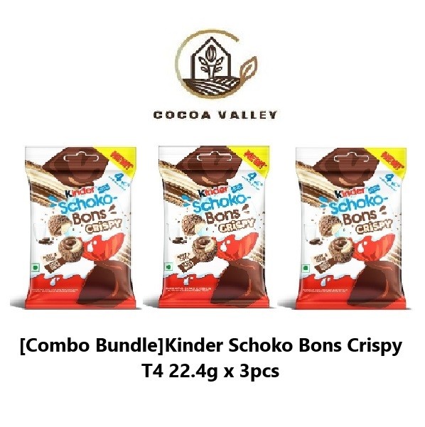 [COMBO BUNDLE]Kinder Schoko Bons Crispy Chocolate Wafer T4 22.4g x3pcs | Shopee Malaysia