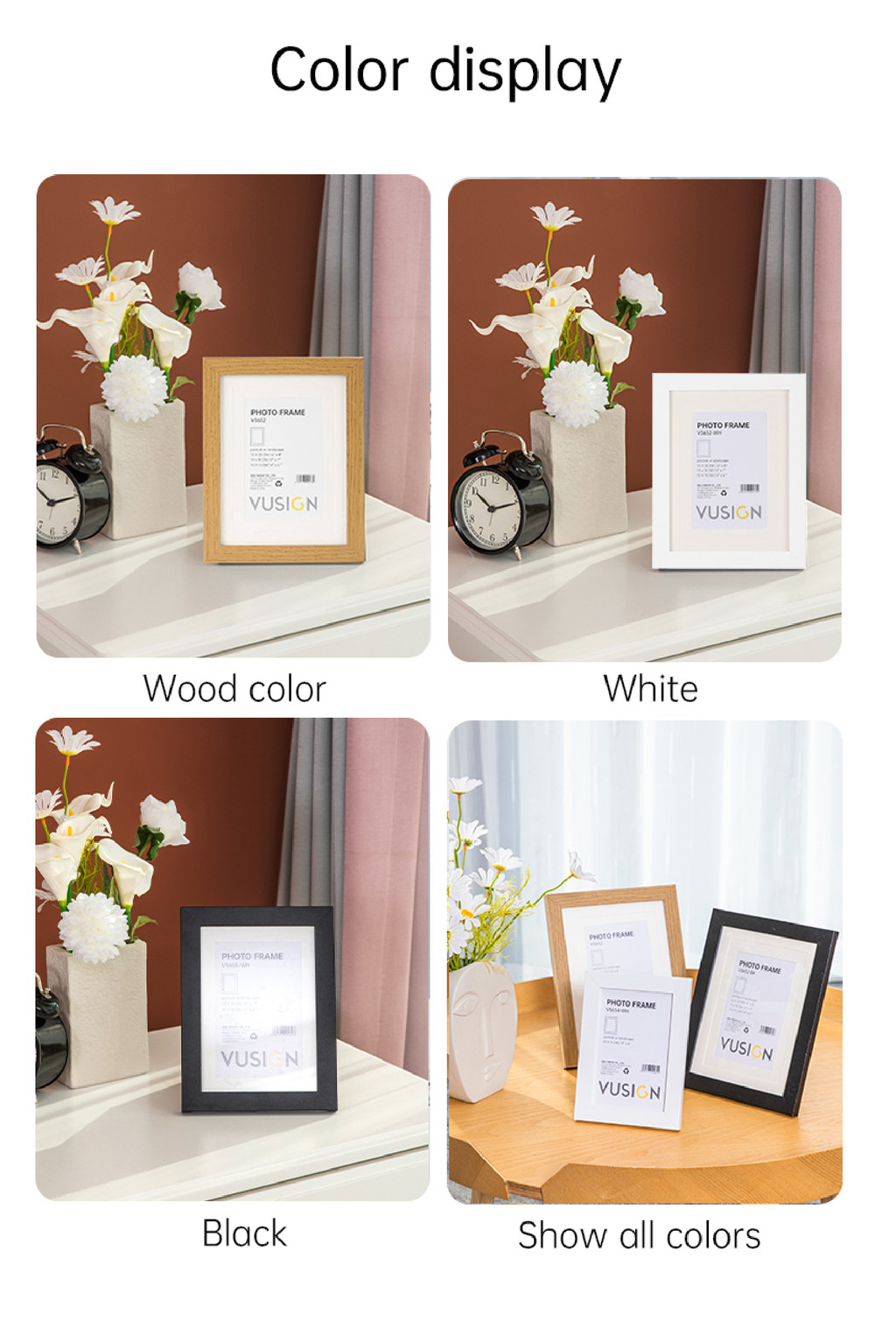 Deli Vusign Flat Photo Frame Home Frame Wall Desk Decor Picture 5R 6R ...