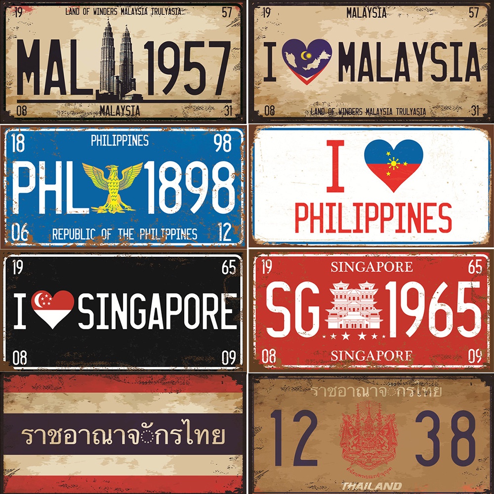 Country Vintage Metal Sign Tin Plate Flag Signs License Plate Home ...