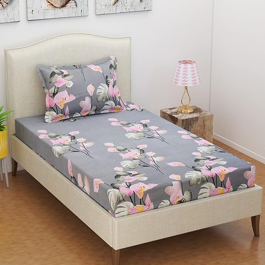 Cadar Fitted Bergetah Set 2in1 Saiz Single Corak Bunga dan Geometrik ...