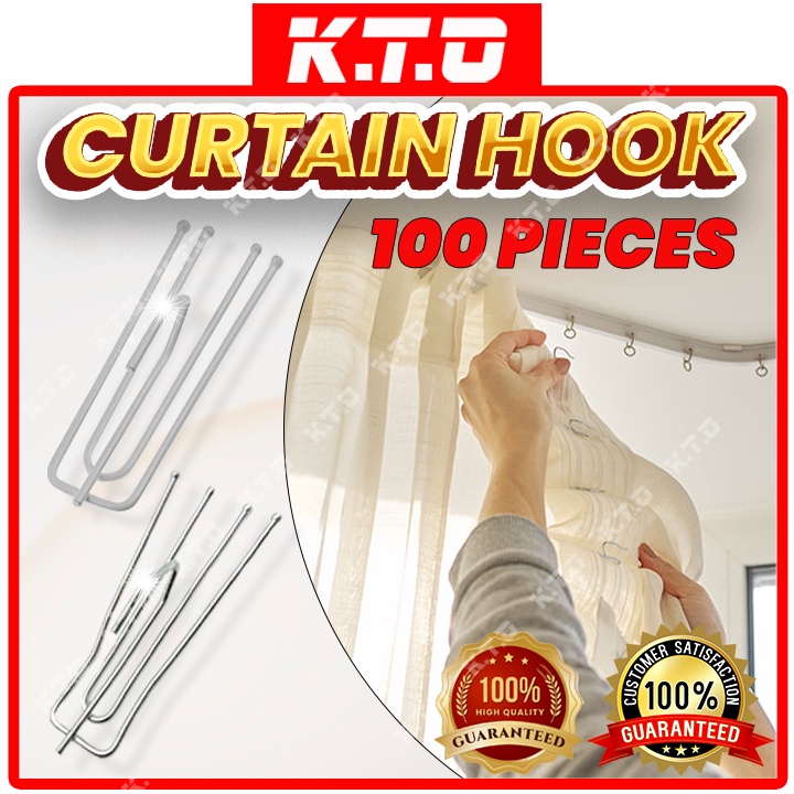 ( 1 Box ) 100PCS 4 Prongs Curtain Pleat Adjust 4 Legged Hook Curtain ...