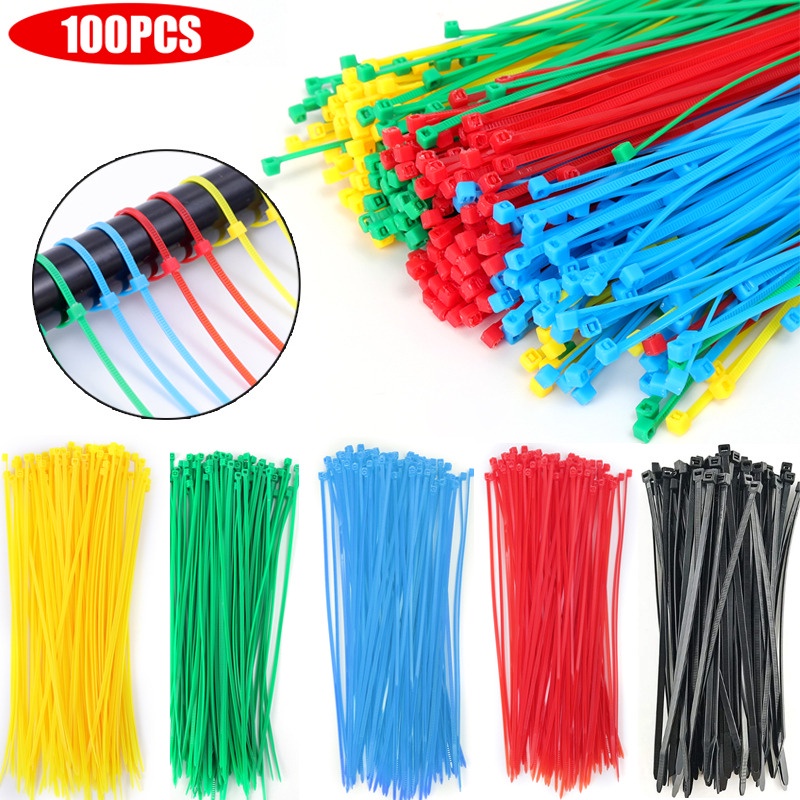 100pcs Hole Mount Nylon Cable Zip Ties / Self Locking Loop Wrap Bundle Tie Straps / Household ...