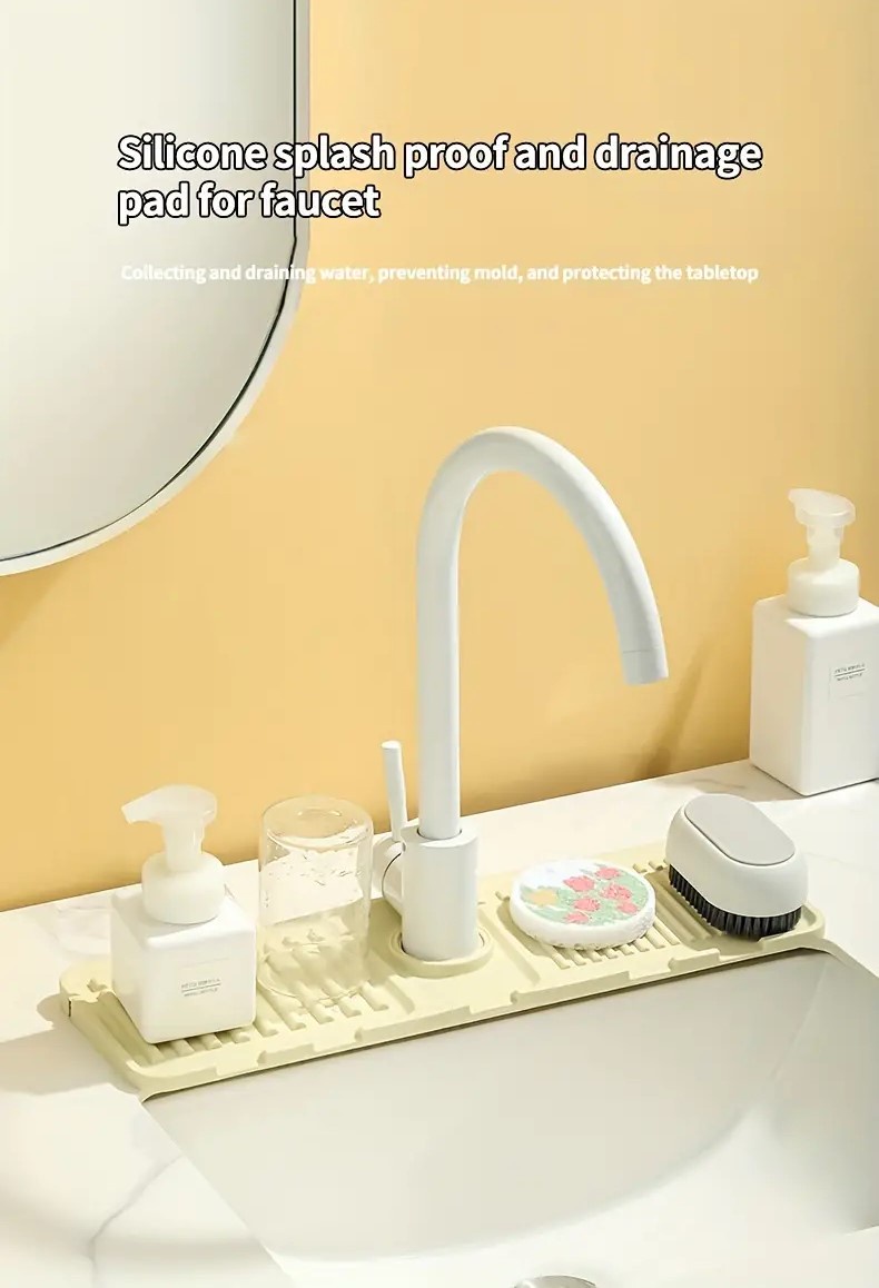 Silicone Faucet Pad Reusable Drying Mat Dish Sponge Drying Mat Draining ...