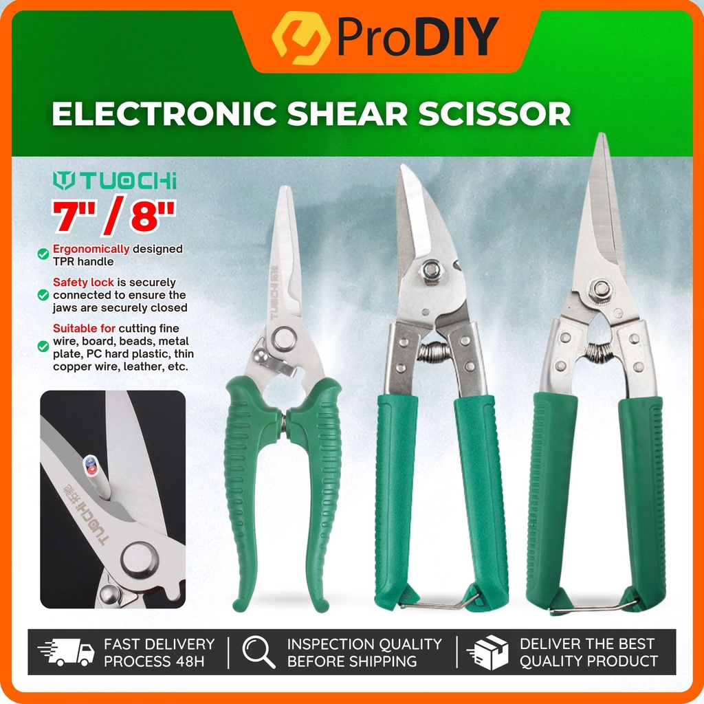 7" 8" Straight Curve Electrician Heavy Duty Electronic Scissor Cutting ...