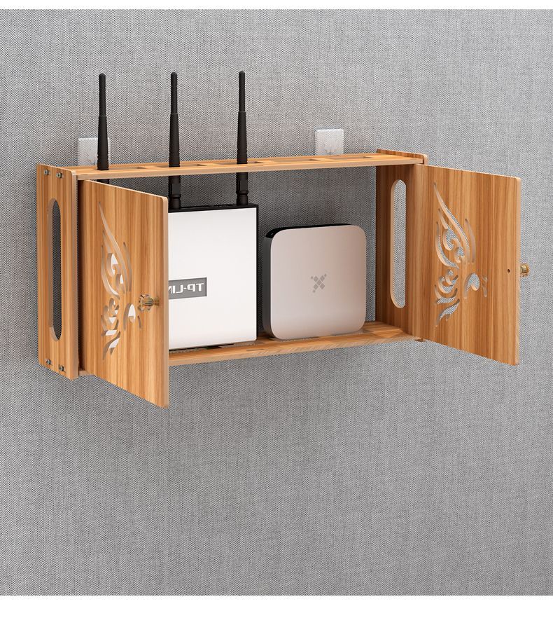 Wireless WiFi TV Set-Top Box Router Rack Punch-Free Storage Box Wall ...