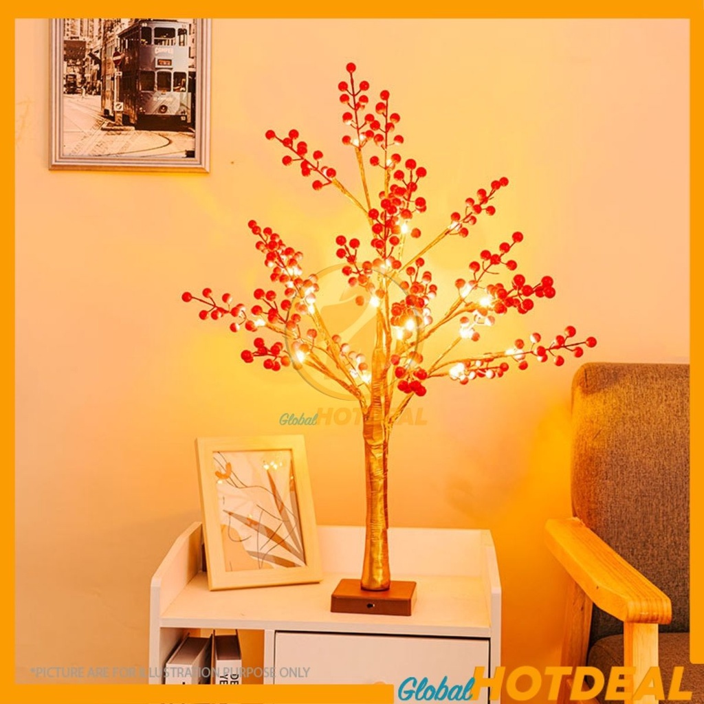 CNY 2025 60CM Money / Red Fruit LED Tree Lamp Lucky Money Tree Lamp ...