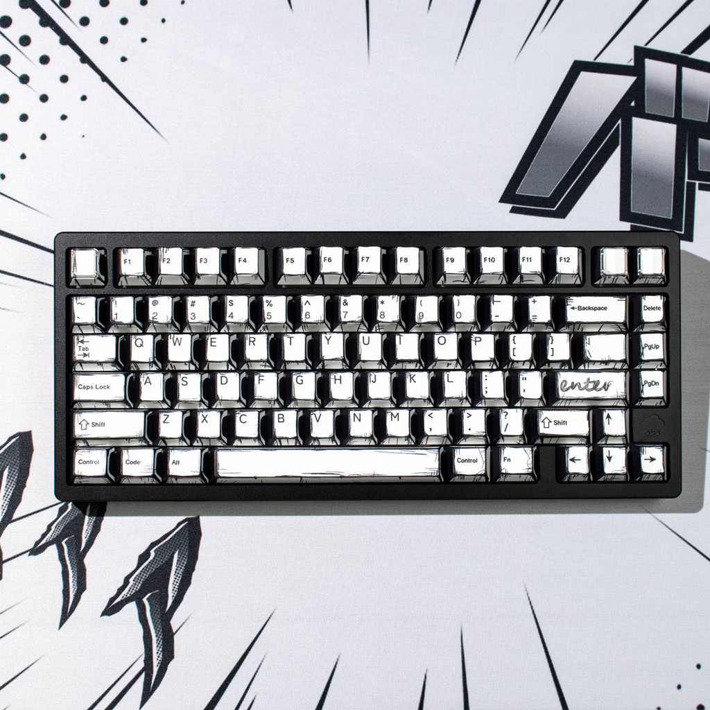 Comic-style White Keycaps PBT Dye-sublimated Cherry Original Factory ...