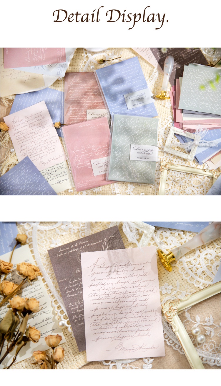 JIANWU 30 Sheets Gentle Freehand Series Literary Writable English Text ...