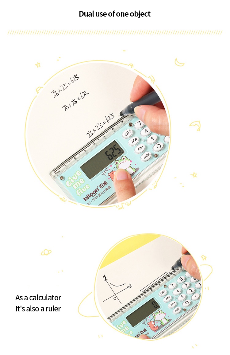Angel Mark Multifunction 2 in 1 Calculator And Ruler Mini Finalcial ...