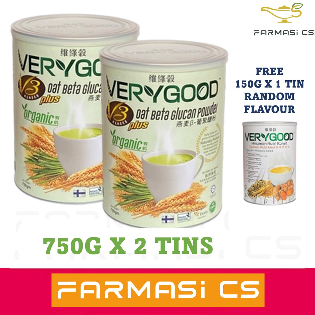 VERYGOOD V3 Organic Oat Beta Glucan Powder 750g x 2 Tins + Free 150g EXP:12/2024 | Shopee Malaysia