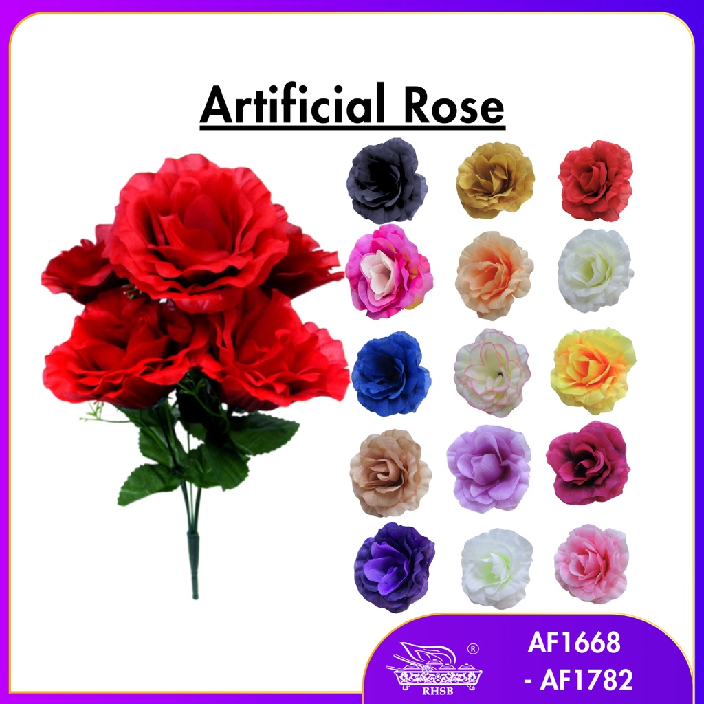 5 HEADS ARTIFICIAL ROSE/ HAND BOUQUET/ BUNGA ROSE/ BUNGA HIASAN/ BUNGA ...