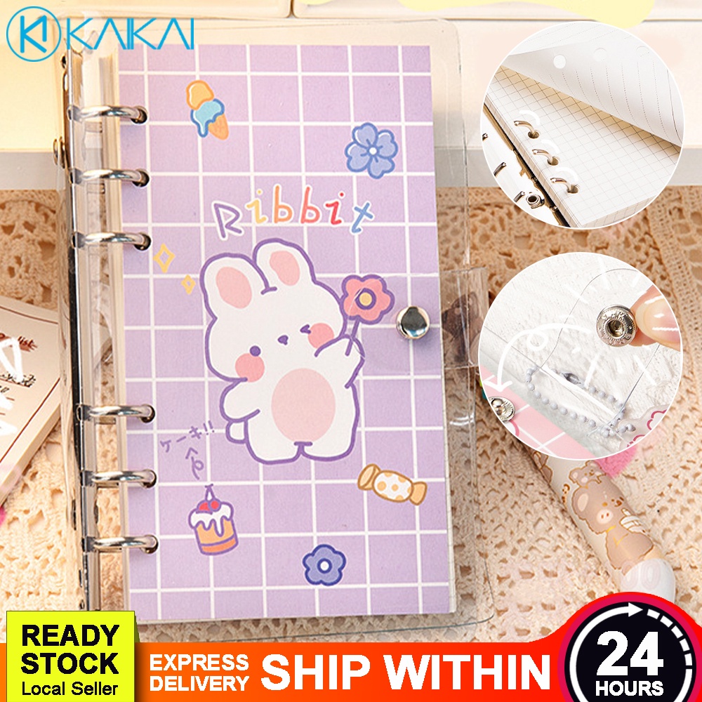 🔥 TRANSPARENT COVER 🔥 A6 Loose-Leaf Handbook Cute Cartoon DIY 200 Pages ...