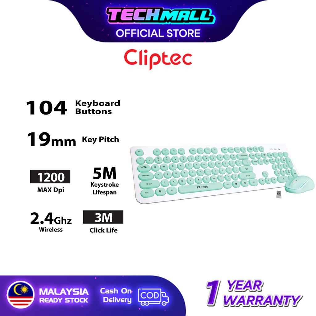 CLiPtec YOUNG AIR Wireless Keyboard and Mouse Combo Set RZK340 | Shopee ...