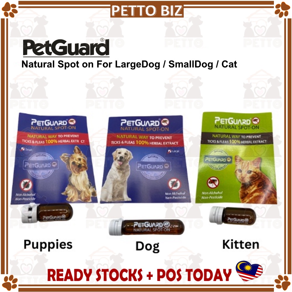 PETGUARD Natural Spot-on Anti Fleas Ticks Treatment Flea Ticks Spot on Anti Kutu Anti Itchy Skin ...