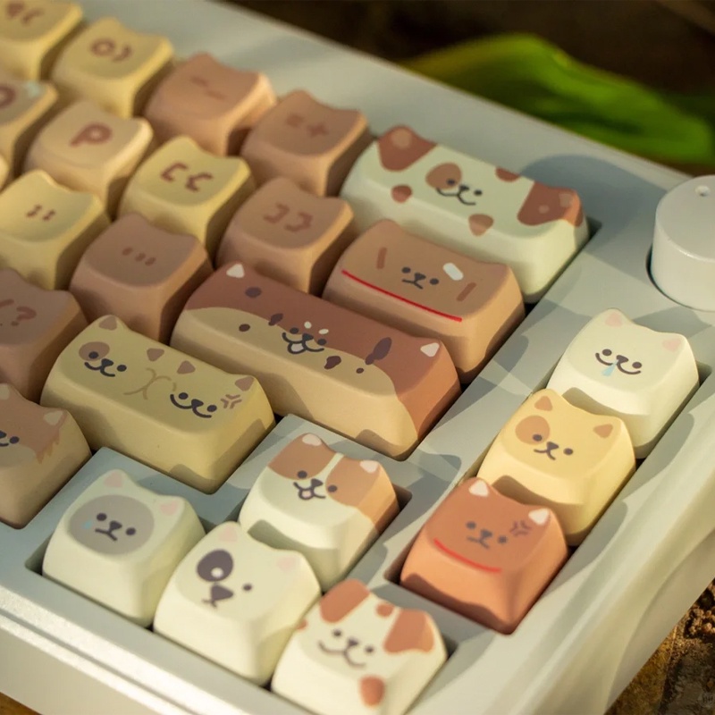Cat Head Theme Keycaps MAO Profile Five Sides Sublimation Side Engraved ...