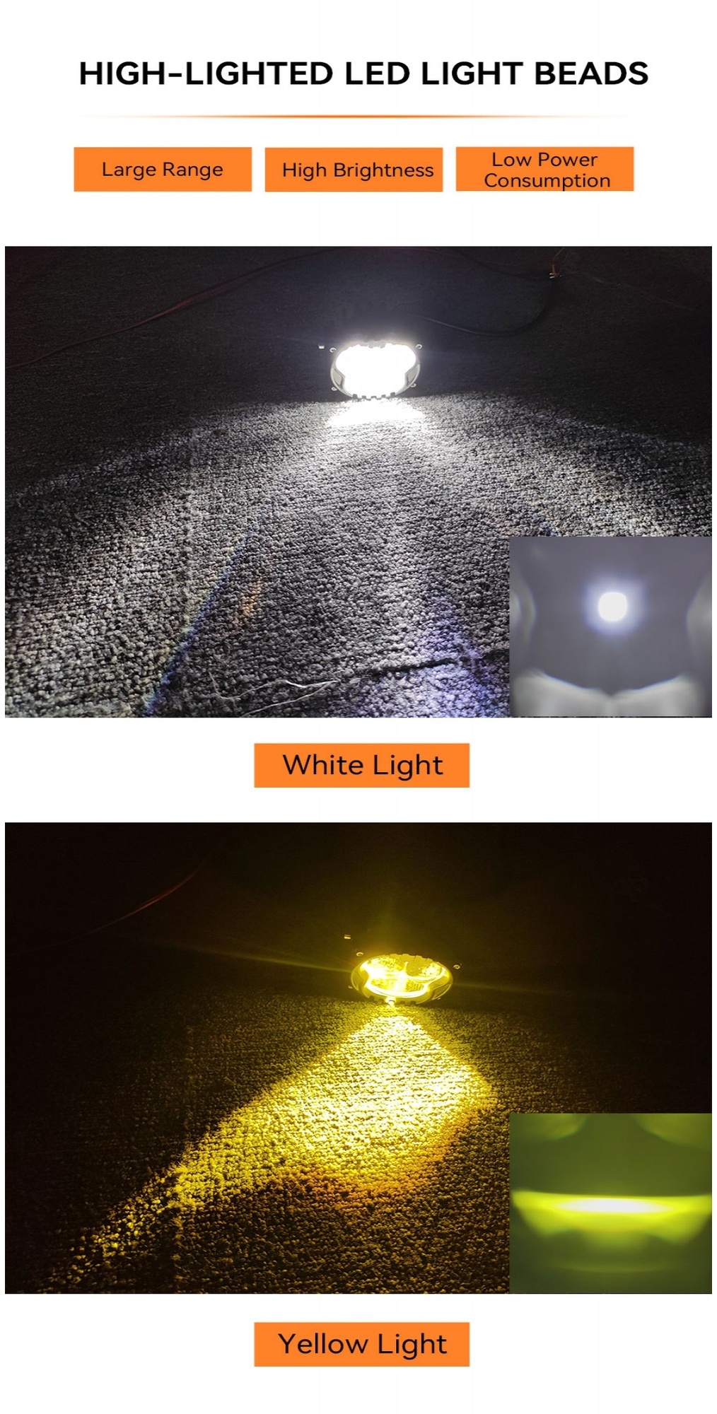 【Ready Stock】3" High Low Beam LED Laser Gun Spotlight White Yellow Long ...