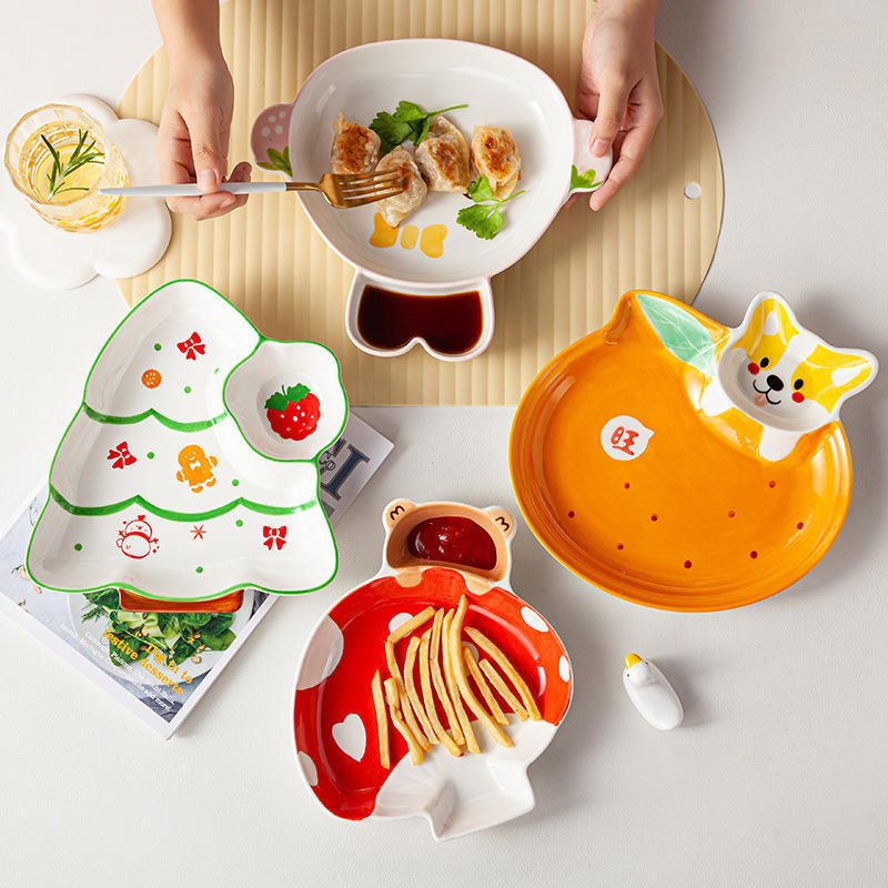 Design Sense Underglaze Colored Children's Meal Plate Cute Cartoon ...
