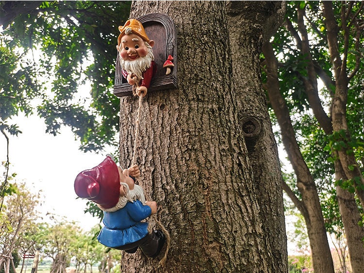 Garden Dwarf Dwarf Climbing Rope Resin Craft Ornament Decorations ...