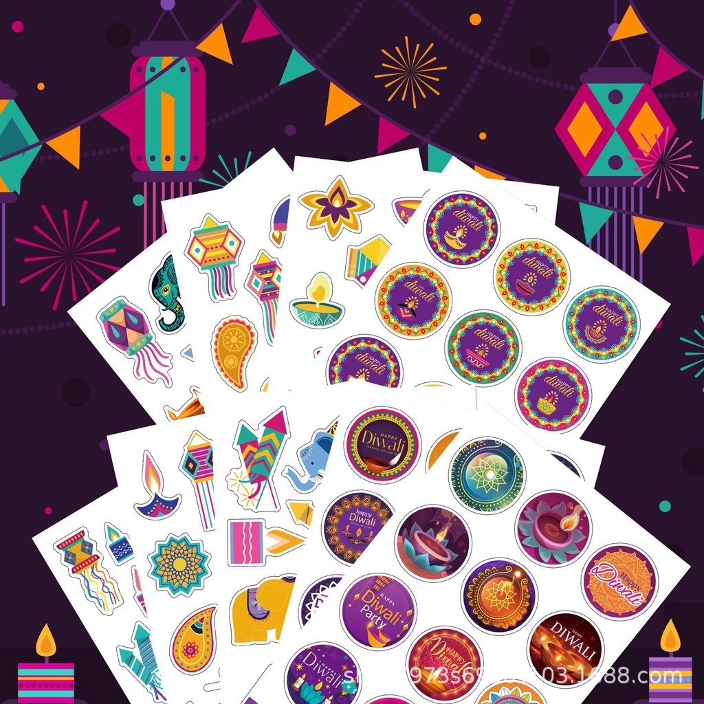 [Ready Stock]Diwali Lights DIY Stickers Deepavali Candle Cartoon ...