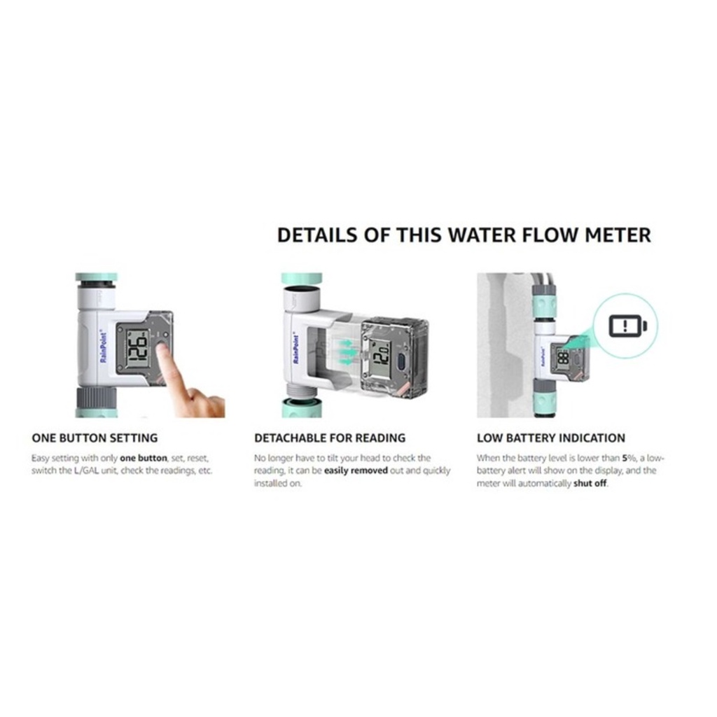 RAINPOINT WiFi Water Flow Meter, Smart Water Meter For Garden Hose ...