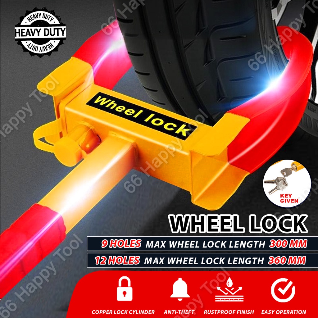 Wheel Lock Tyre Clamp Anti-Theft Heavy Duty Security Lock 12 Holes ...