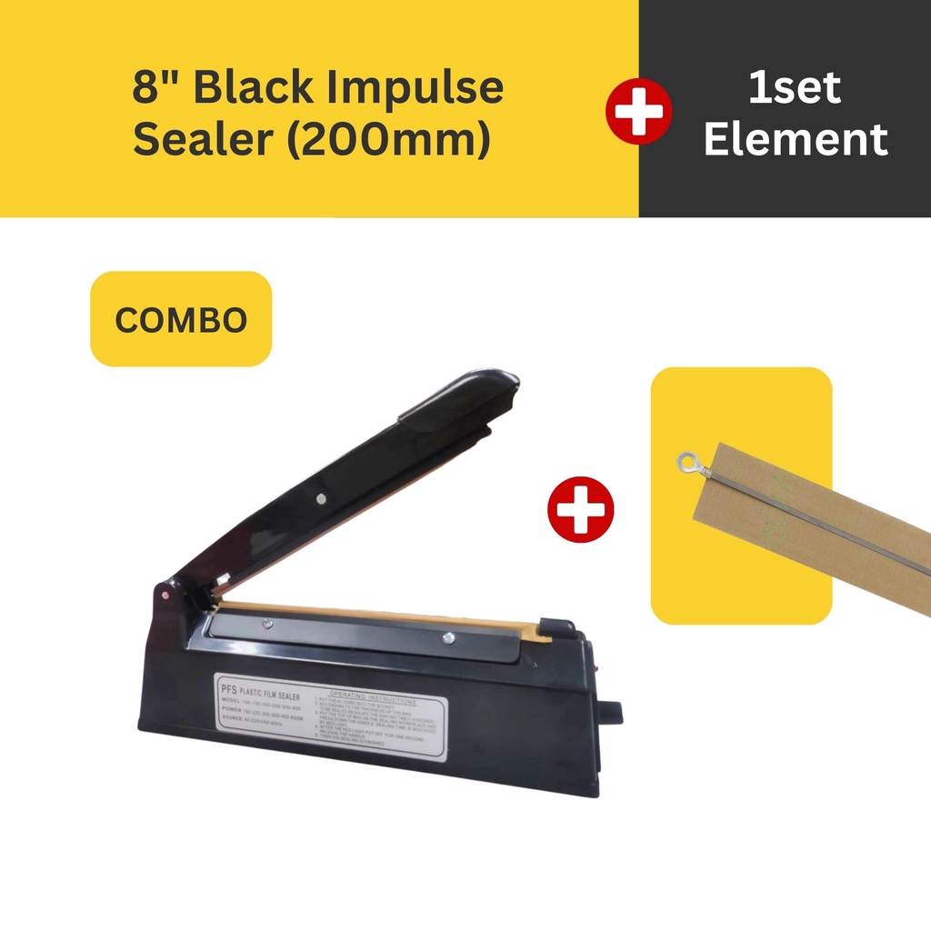 Impulse Sealer Black Series 200mm 8 Inch / 300mm 12 Inch Plastic Film ...