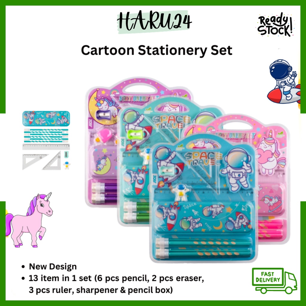 Cartoon Stationery Set Student School Set (HARU24) | Shopee Malaysia